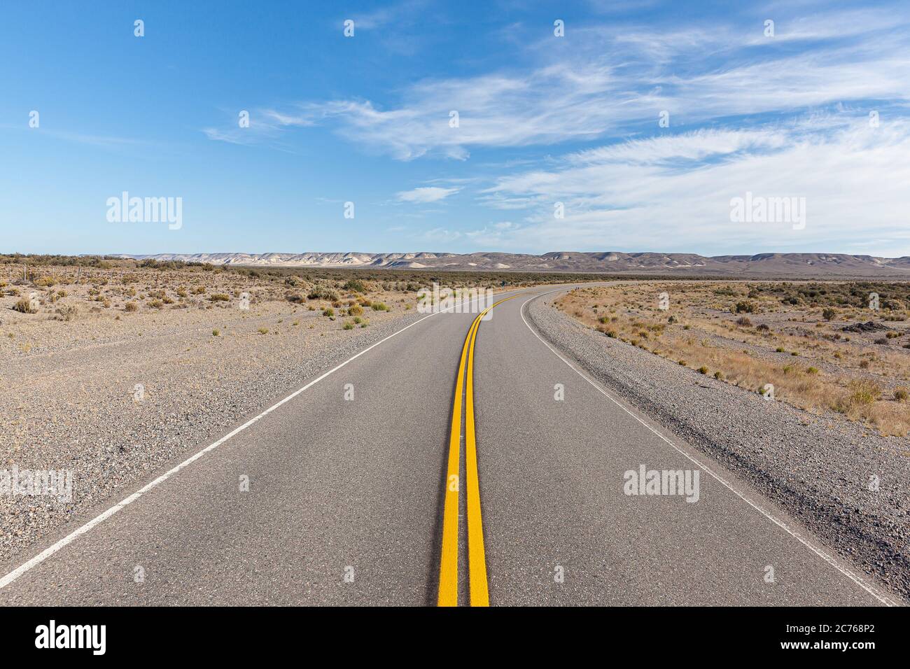 Asphalt road in the desert. Road 3 (Ruta 3) through the Argentinean ...