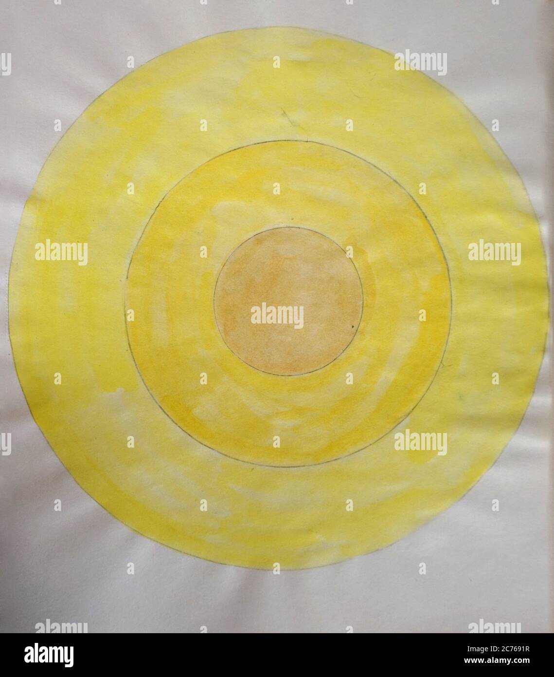 Watercolour painting of yellow circles Stock Photo - Alamy