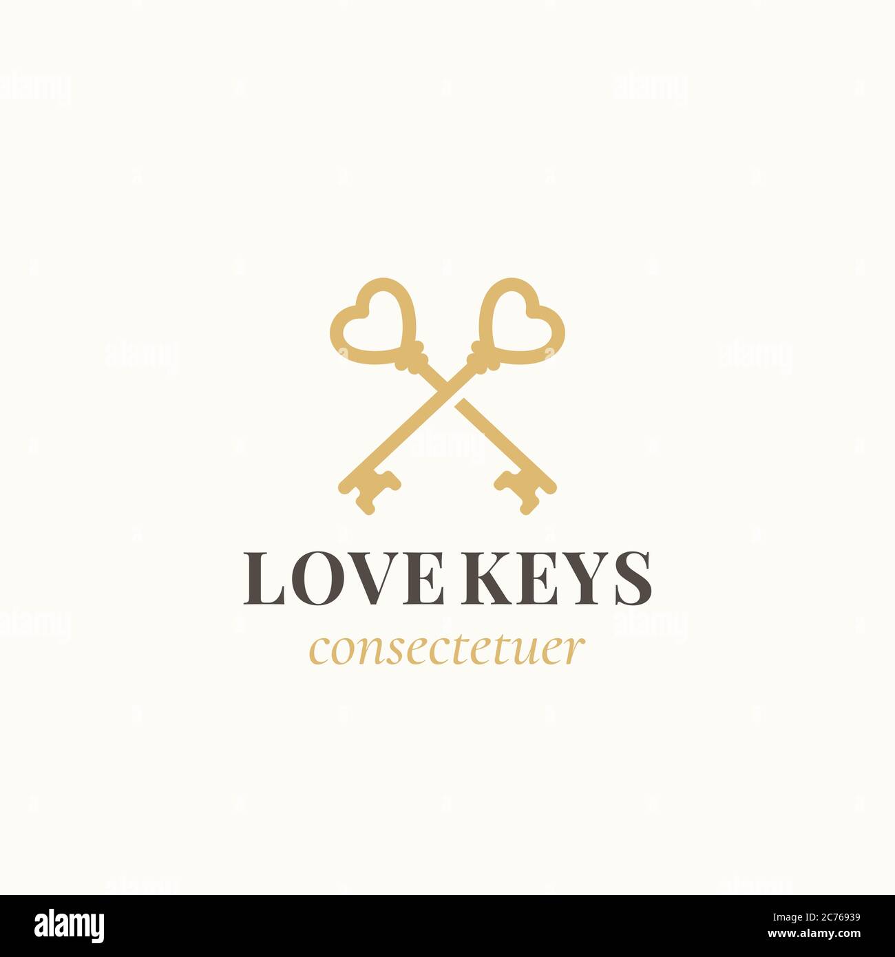 Love Keys. Abstract Vector Sign, Symbol or Logo Template. Crossed Keys ...