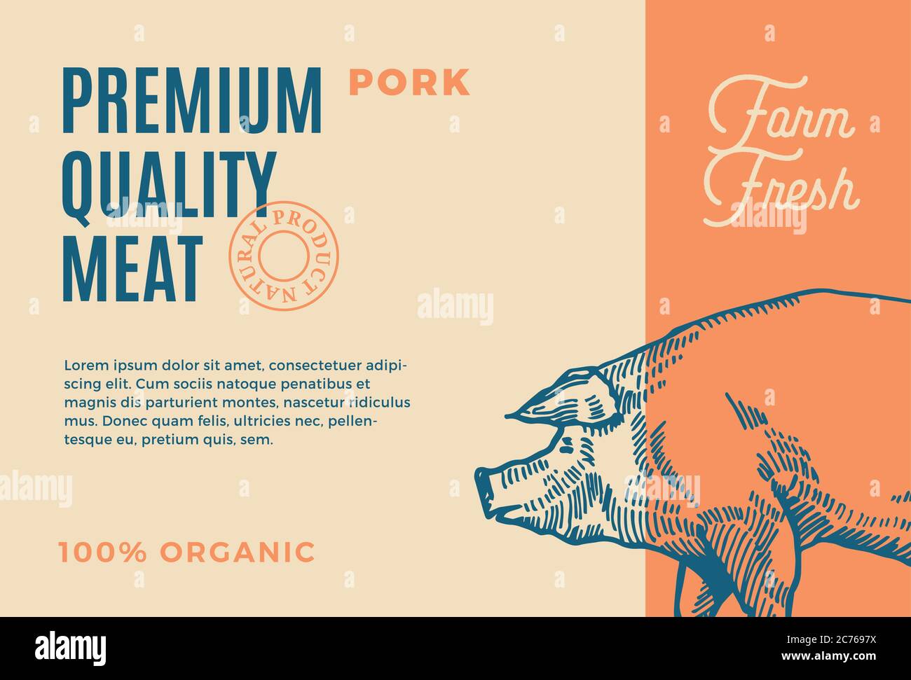 Premium Quality Pork. Abstract Vector Meat Packaging Design or Label ...