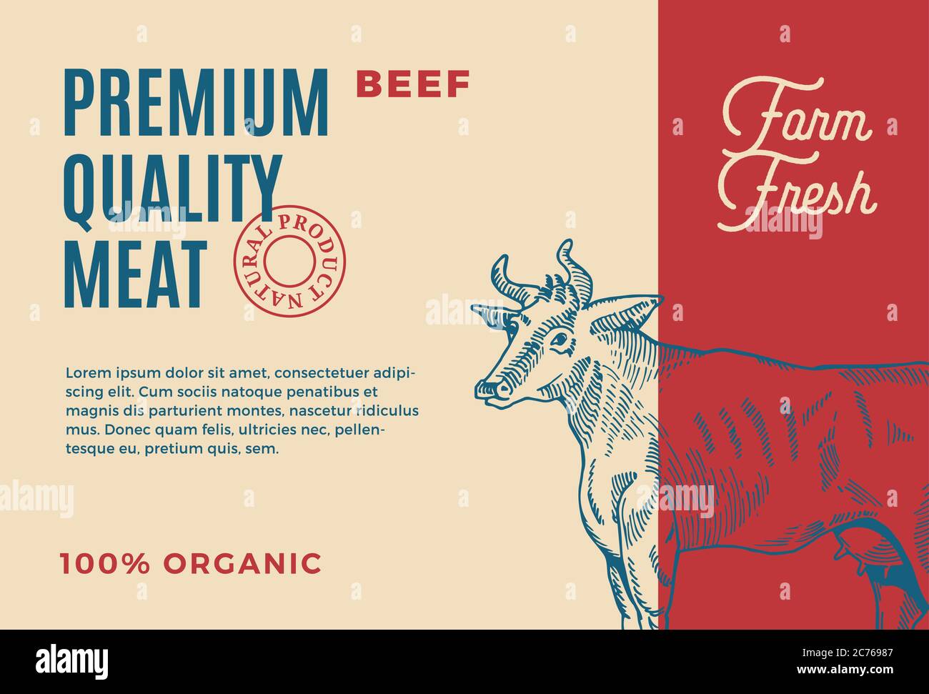 Premium Quality Beef. Abstract Vector Meat Packaging Design or Label ...