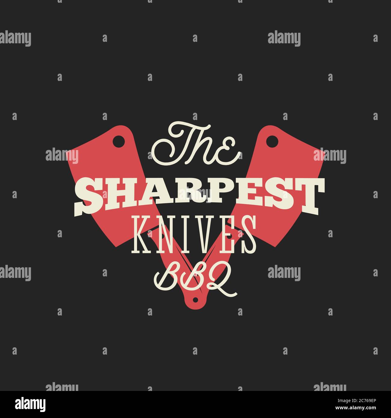 Sharpest Knives BBQ. Vintage Vector Label, Card, Emblem or Logo ...