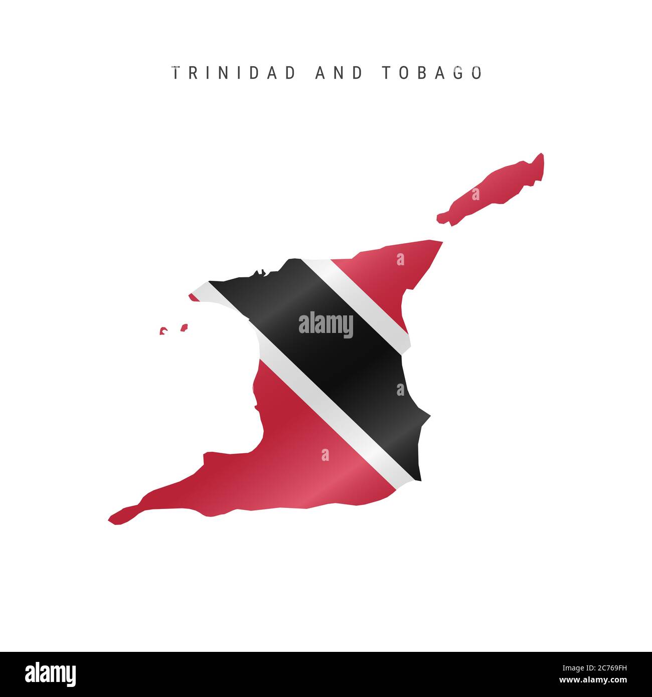 Detailed waving flag map of Trinidad and Tobago. map with masked flag ...
