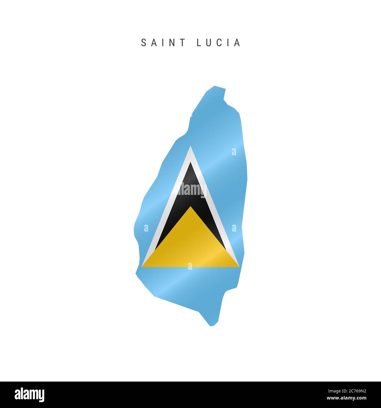 Detailed waving flag map of Saint Lucia. map with masked flag Stock ...