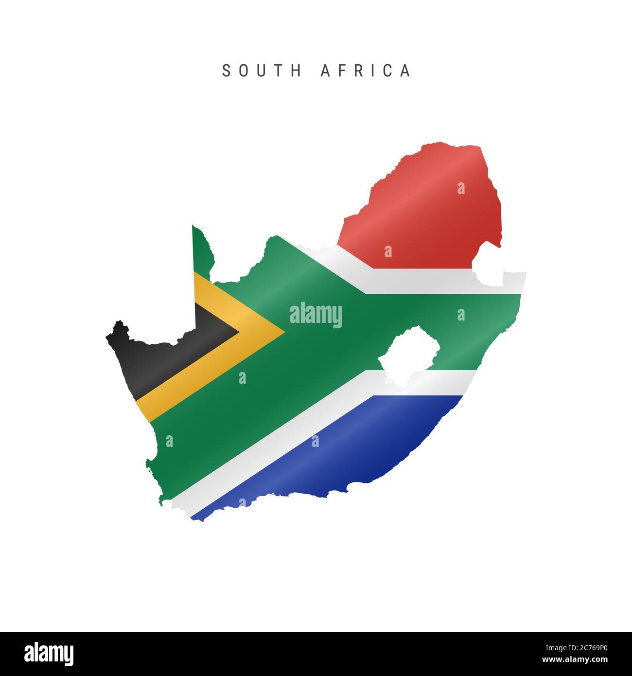 Detailed waving flag map of South Africa. map with masked flag Stock ...