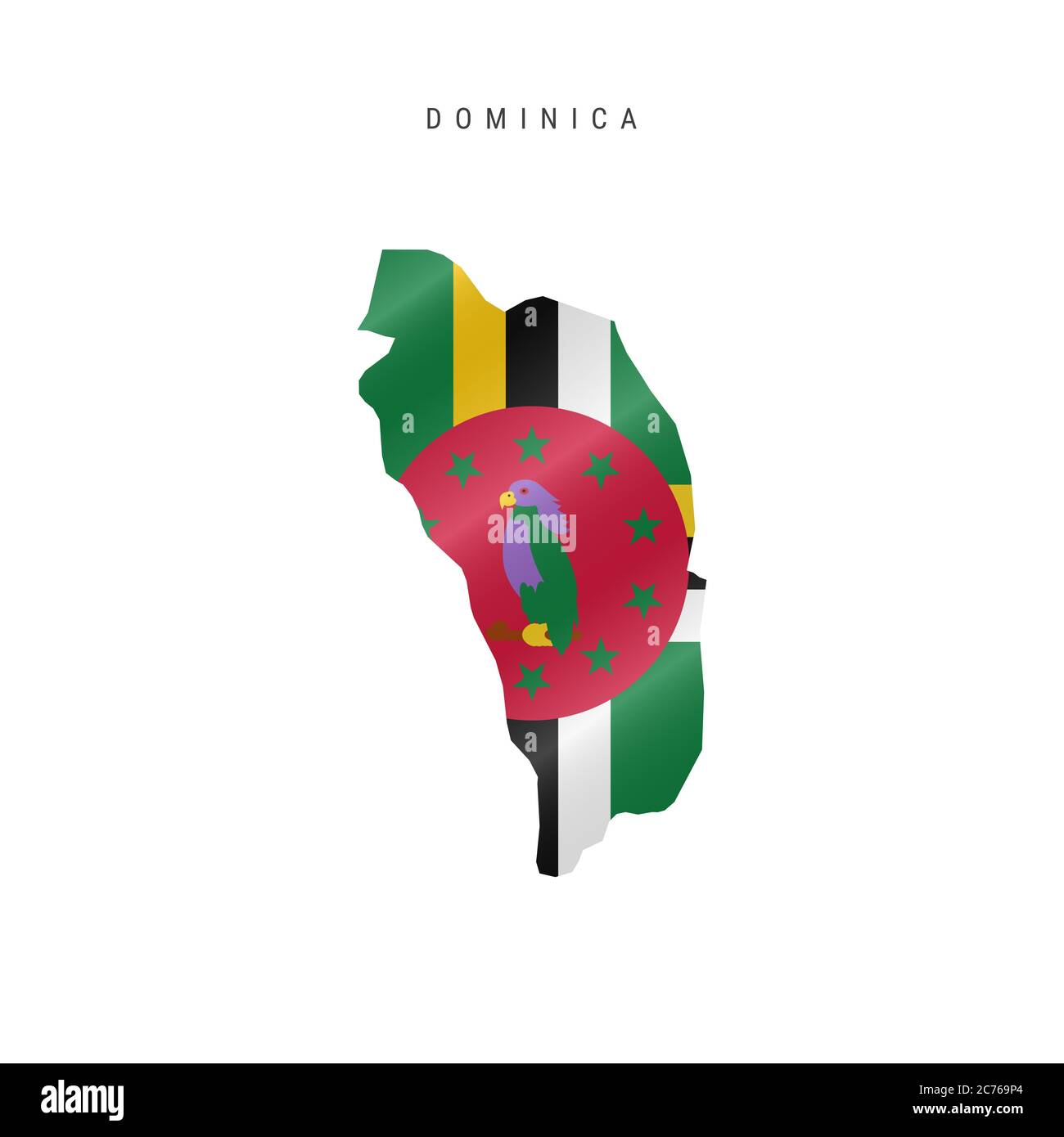Dominica Map With Flag