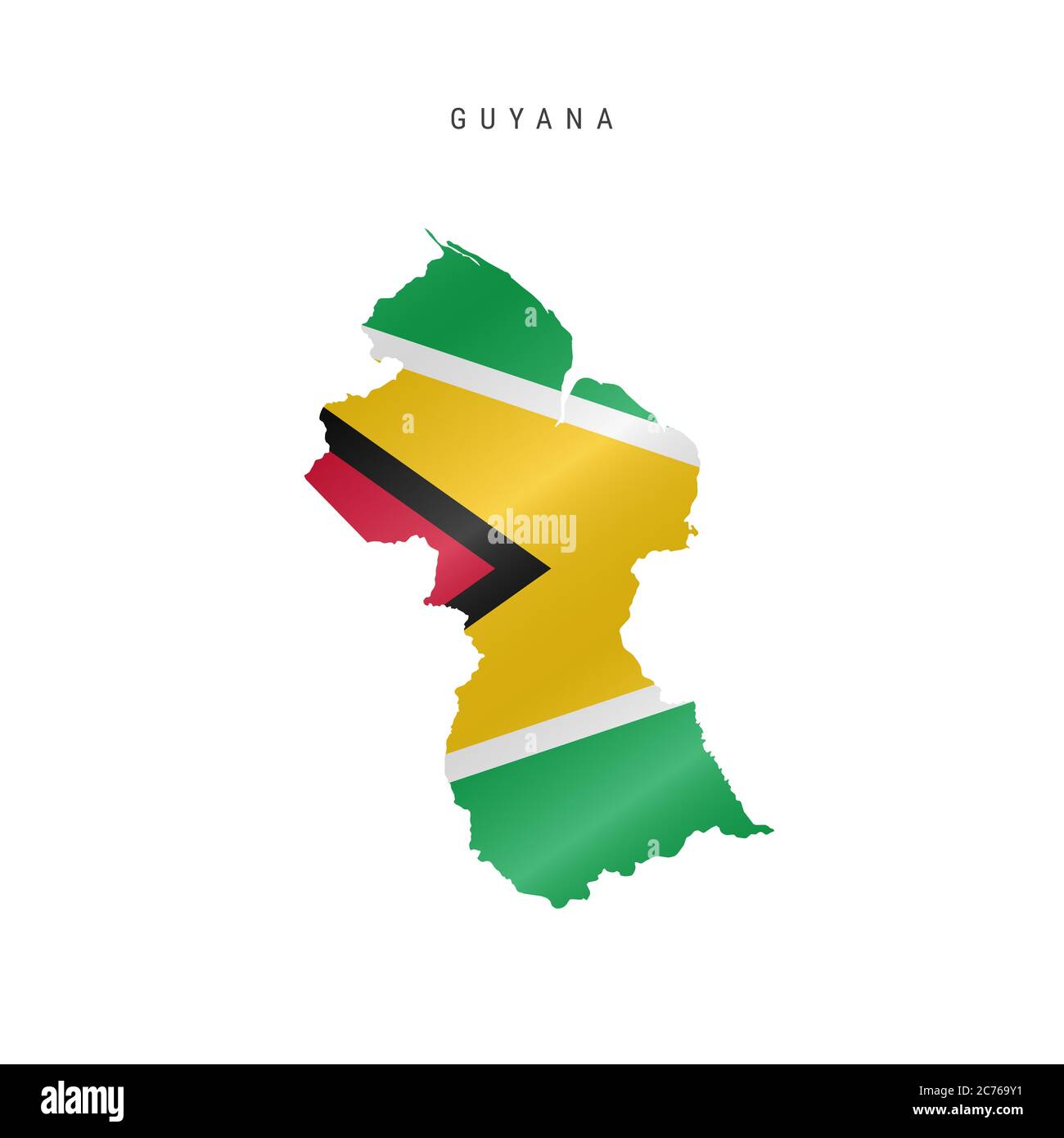 Detailed waving flag map of Guyana. map with masked flag Stock Photo ...
