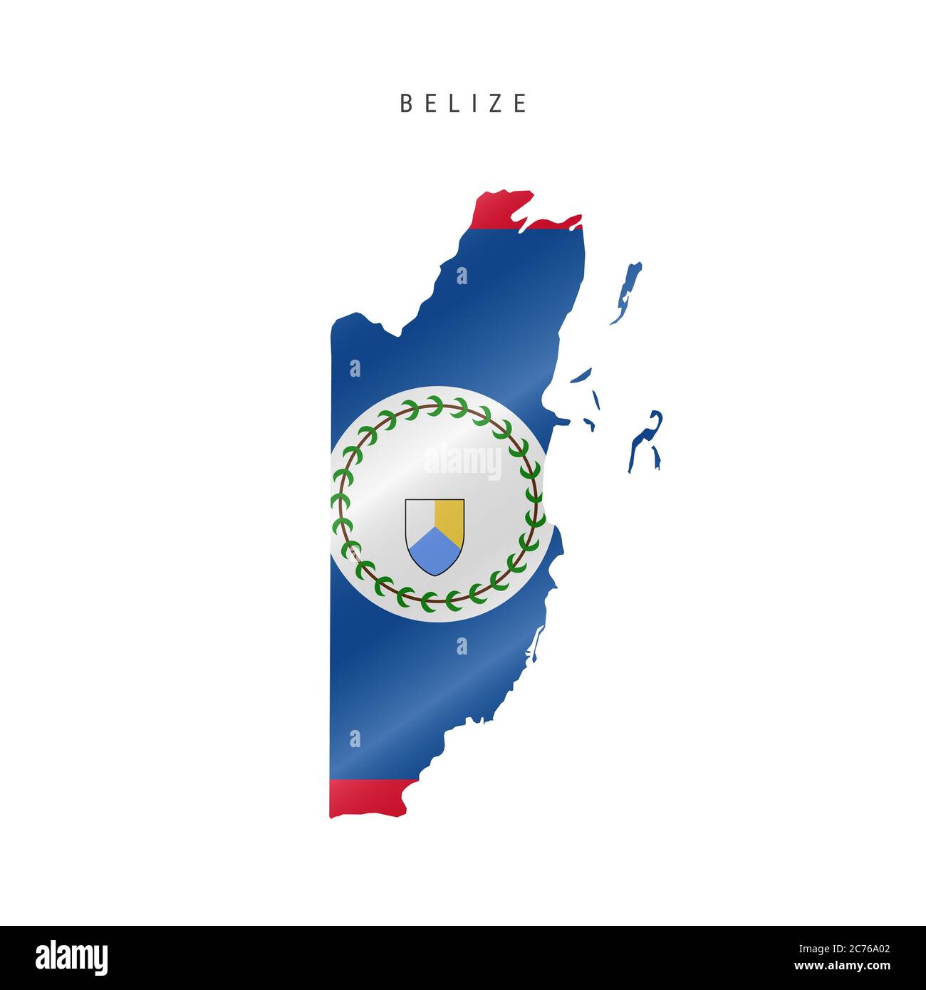 Detailed waving flag map of Belize. map with masked flag Stock Photo - Alamy