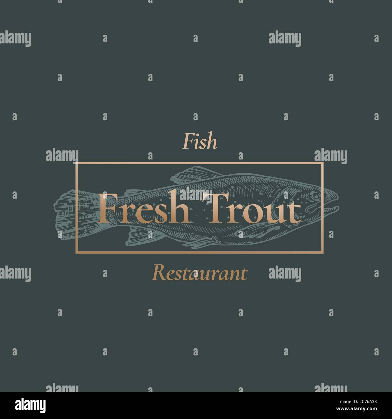 Fresh Trout Fish Restaurant. Abstract Vector Sign, Symbol or Logo ...