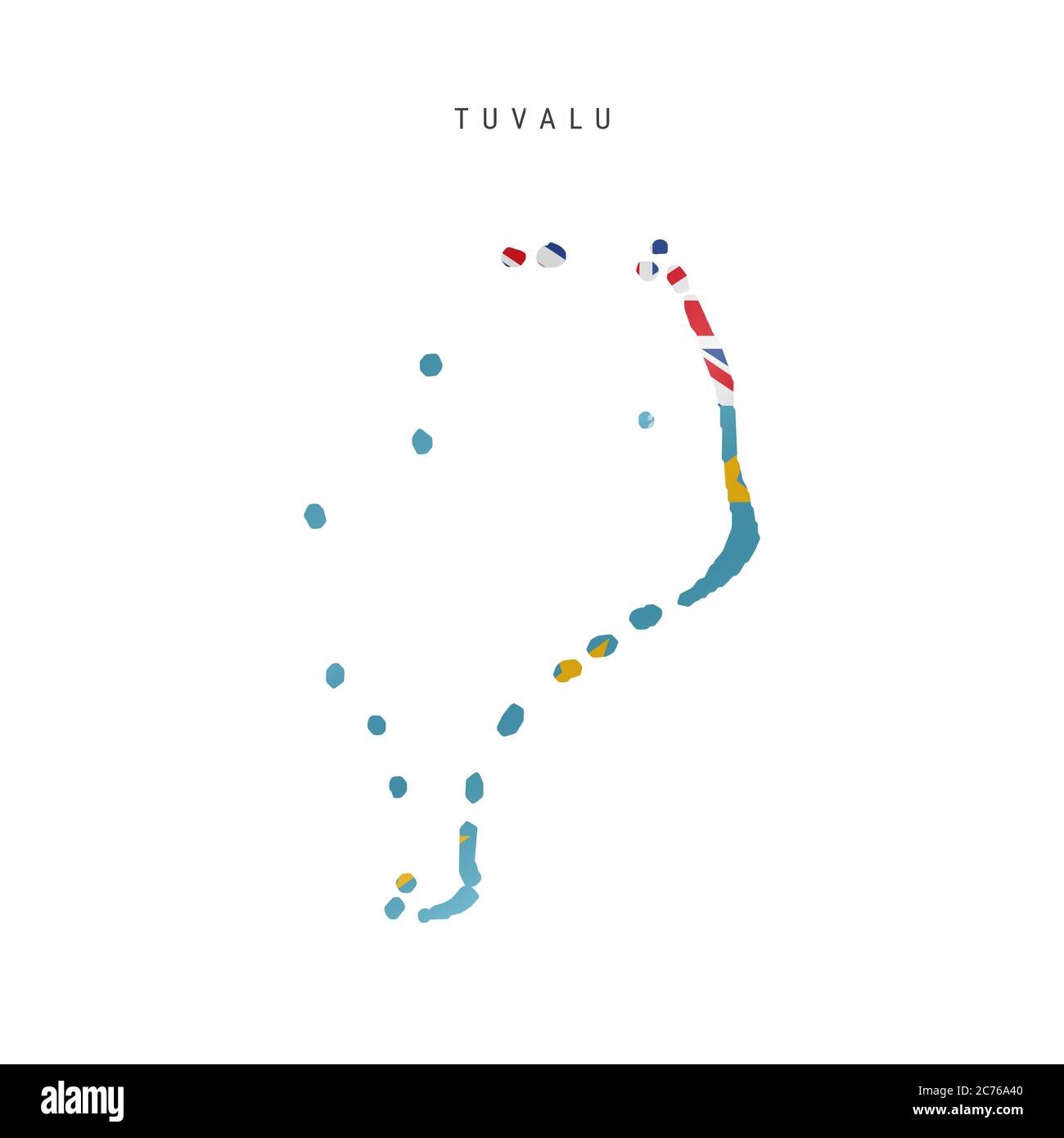 Detailed waving flag map of Tuvalu. map with masked flag Stock Photo ...