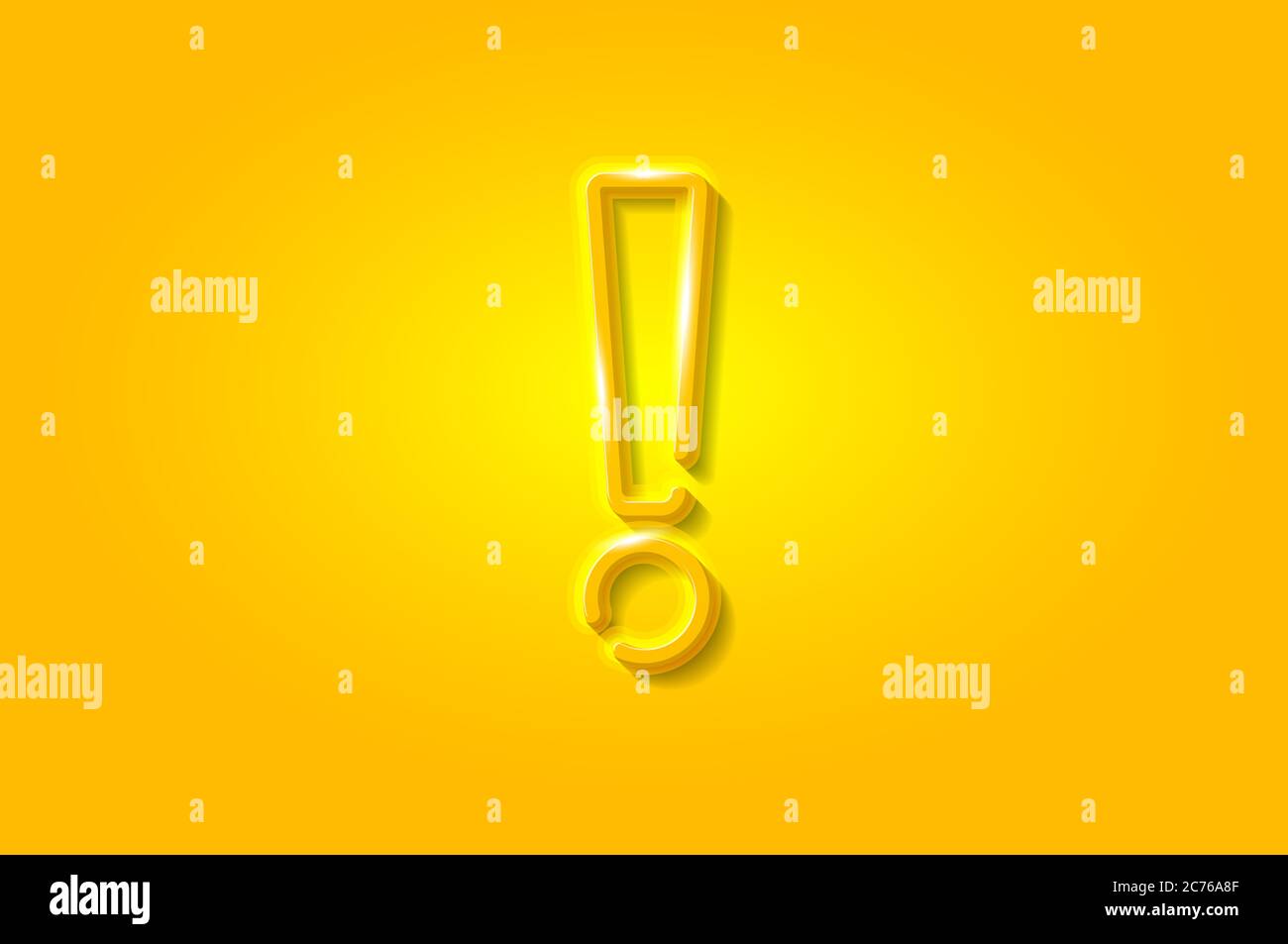 Exclamation point glowing 3D symbol, card template. Realistic ...