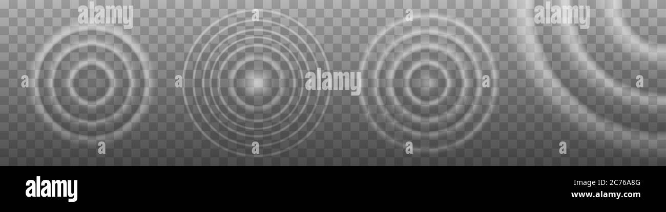 Round water ripples. Circle sound waves set. illustration Stock Photo ...