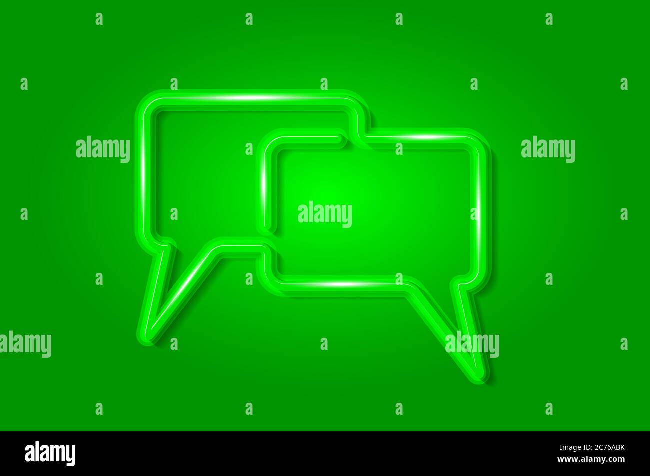 Conversation, chat rectangle bubbles glowing 3D symbol, card template ...