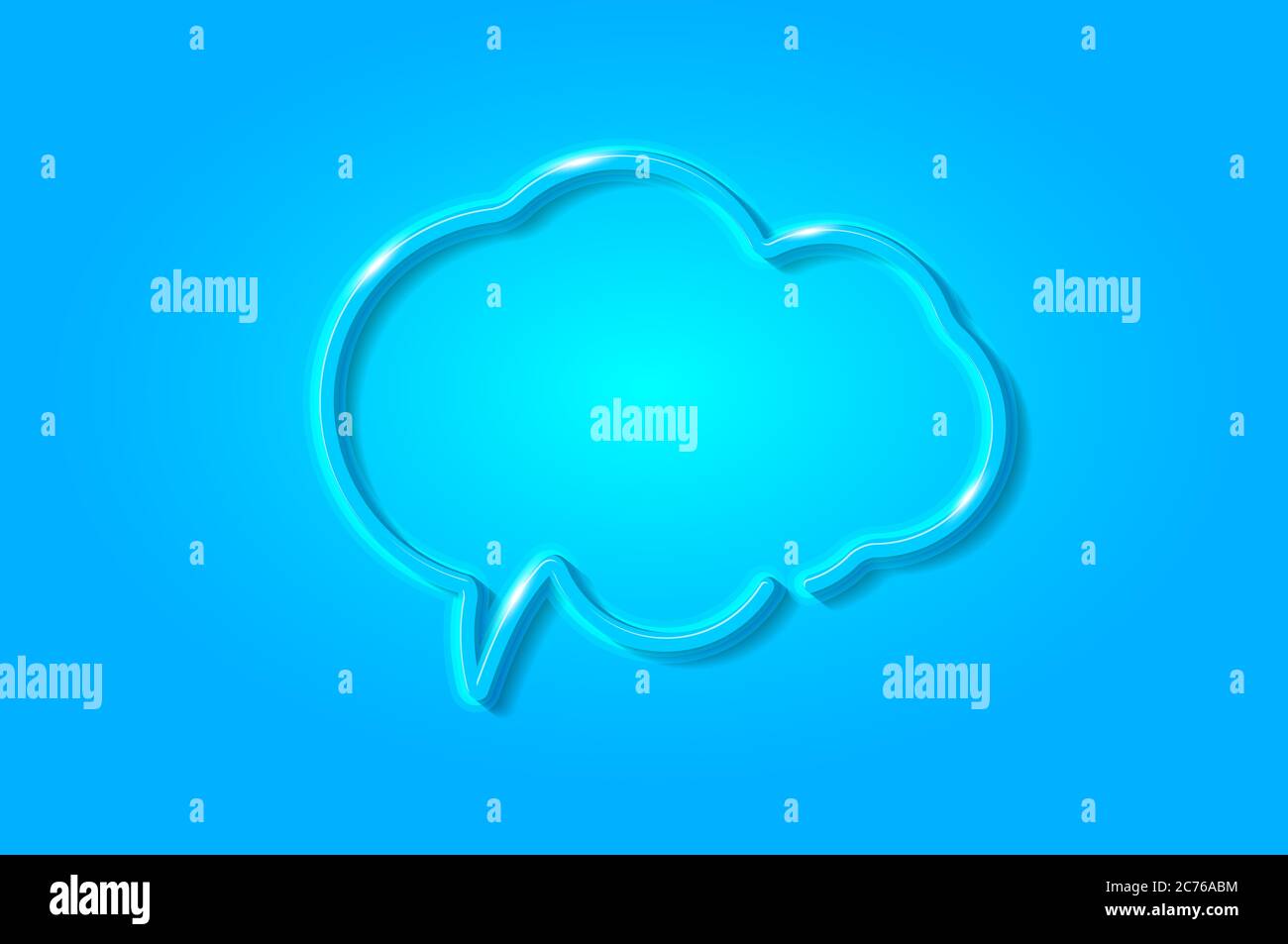 Thought cloud box glowing 3D symbol, card template. Realistic ...