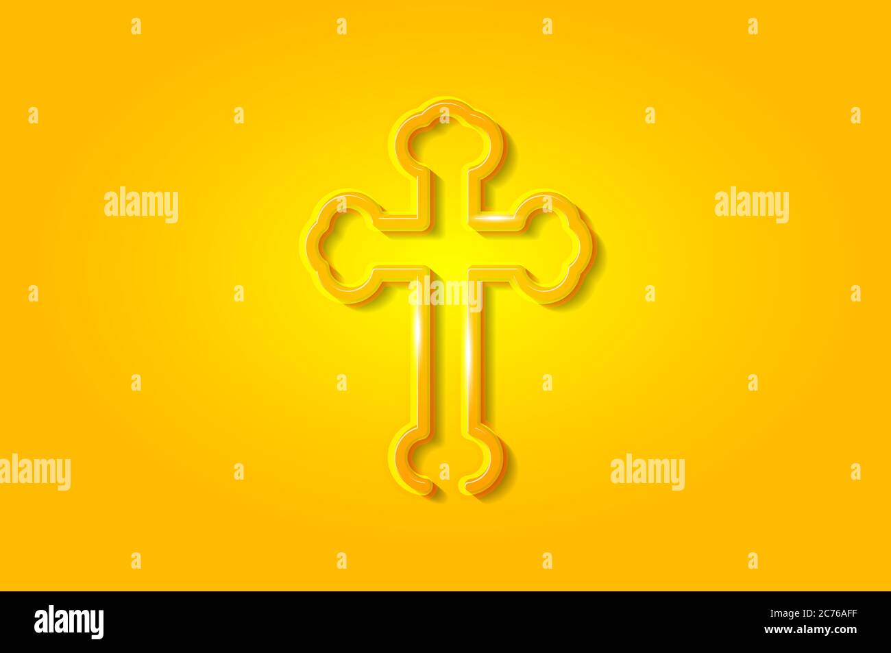Golden Byzantine orthodox cross, glowing 3D symbol, card template ...