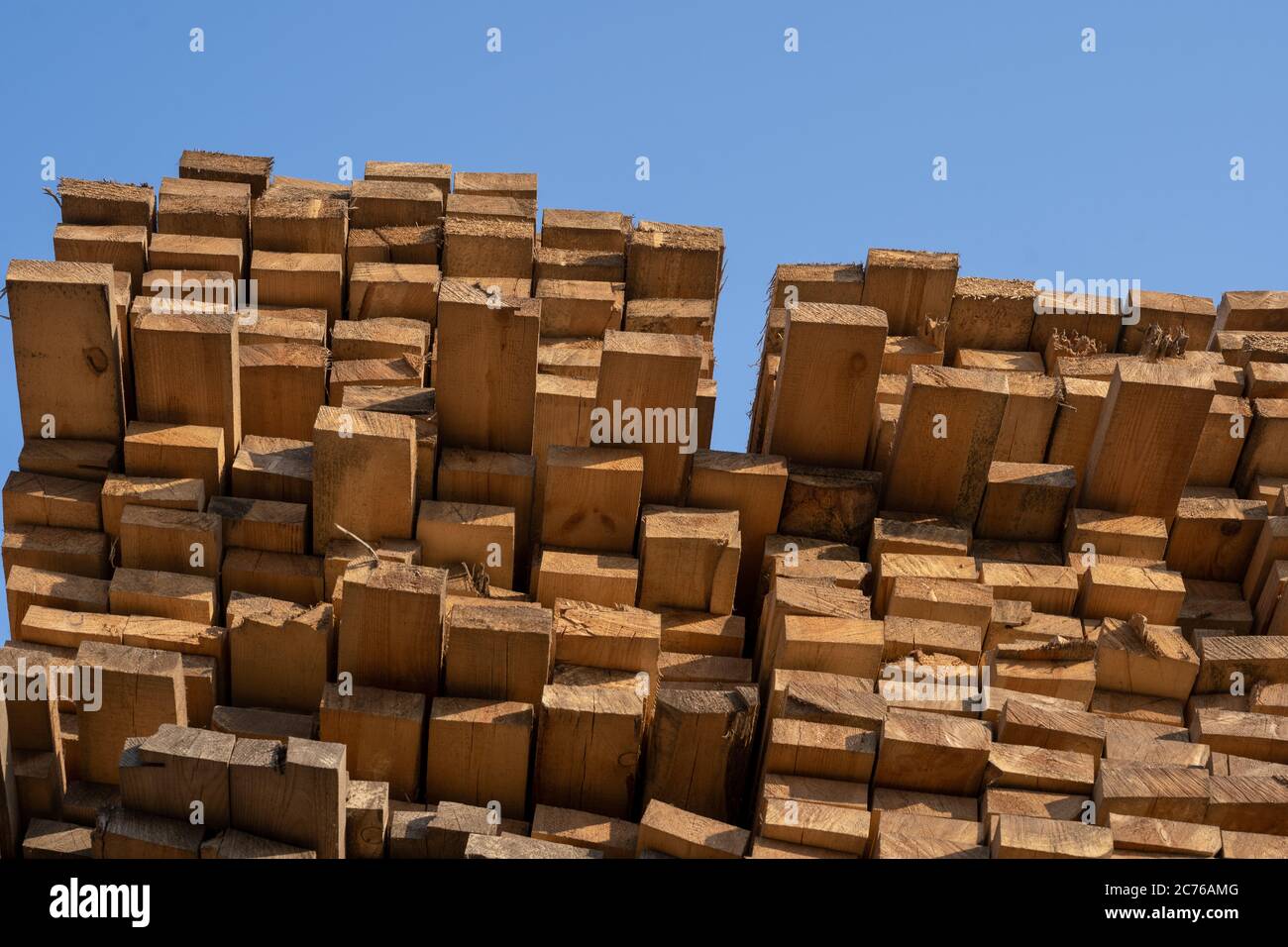 Wooden boards, lumber, industrial wood, timber. Pine wood timber stack ...