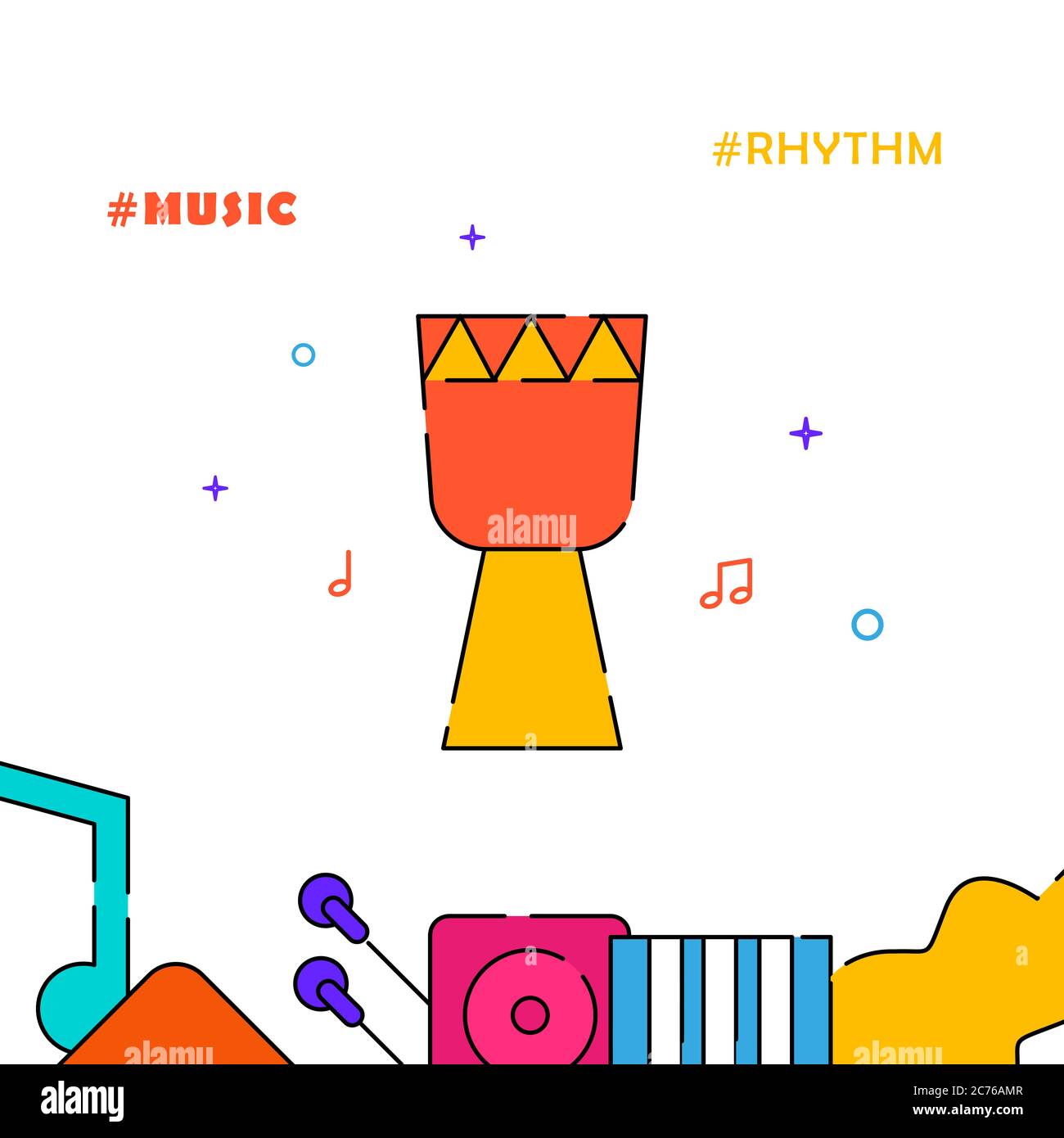 Eastern music, indian drum filled line icon, simple illustration ...