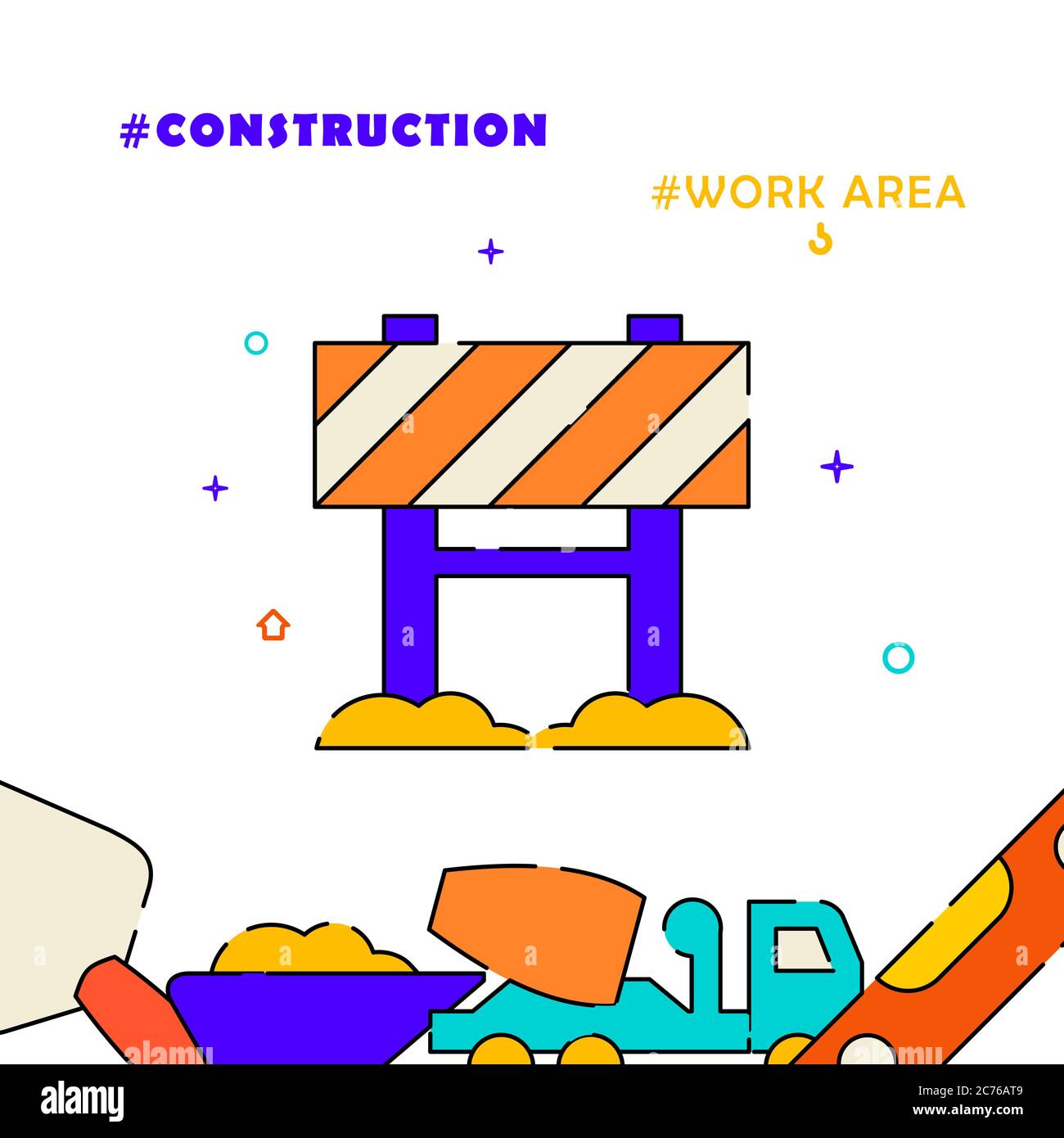 Road closed sign filled line icon, simple illustration, related bottom ...