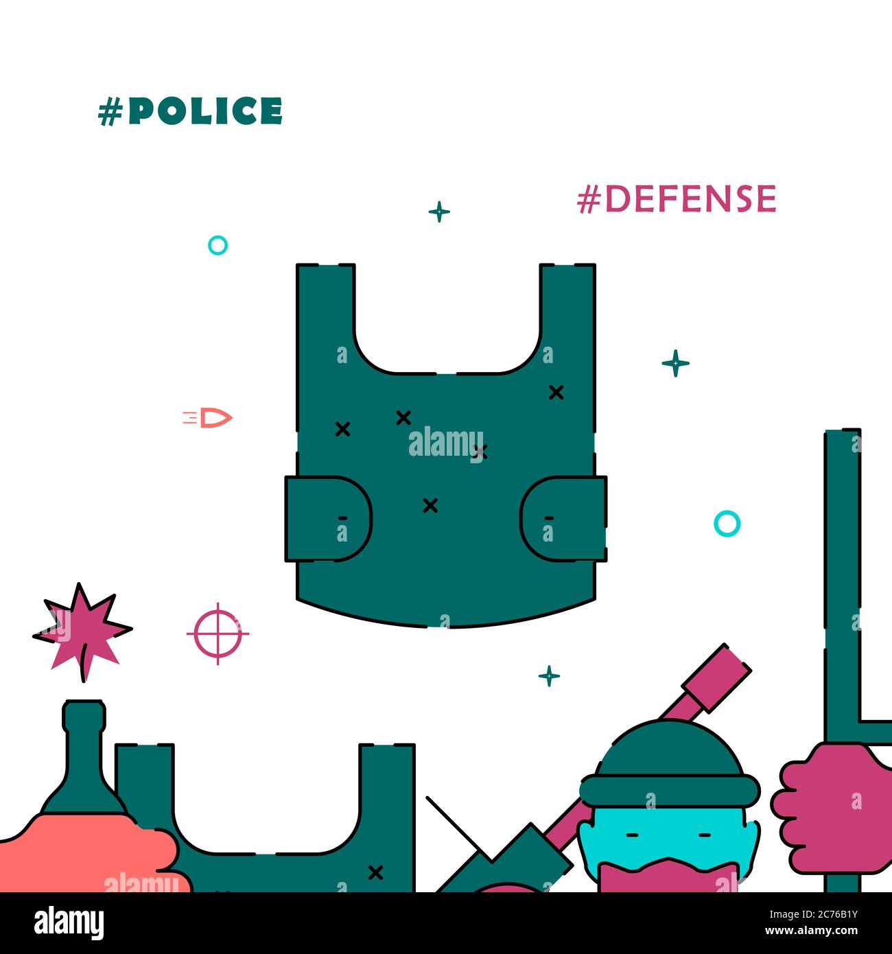 Body armor, bulletproof vest filled line icon, simple illustration ...