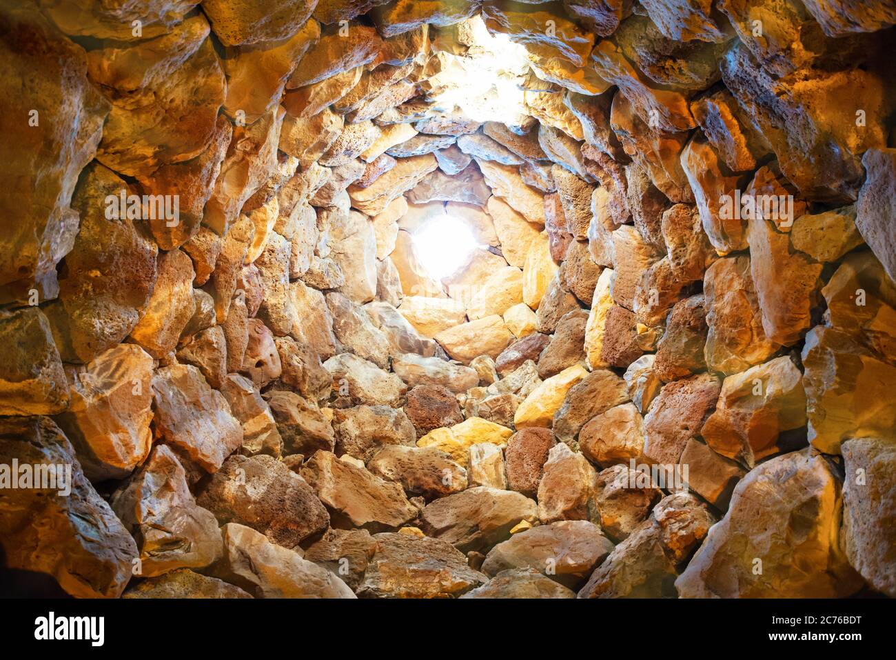 Inside the ancient tower. Nuraghe culture, Sardinia, Italy Stock Photo ...