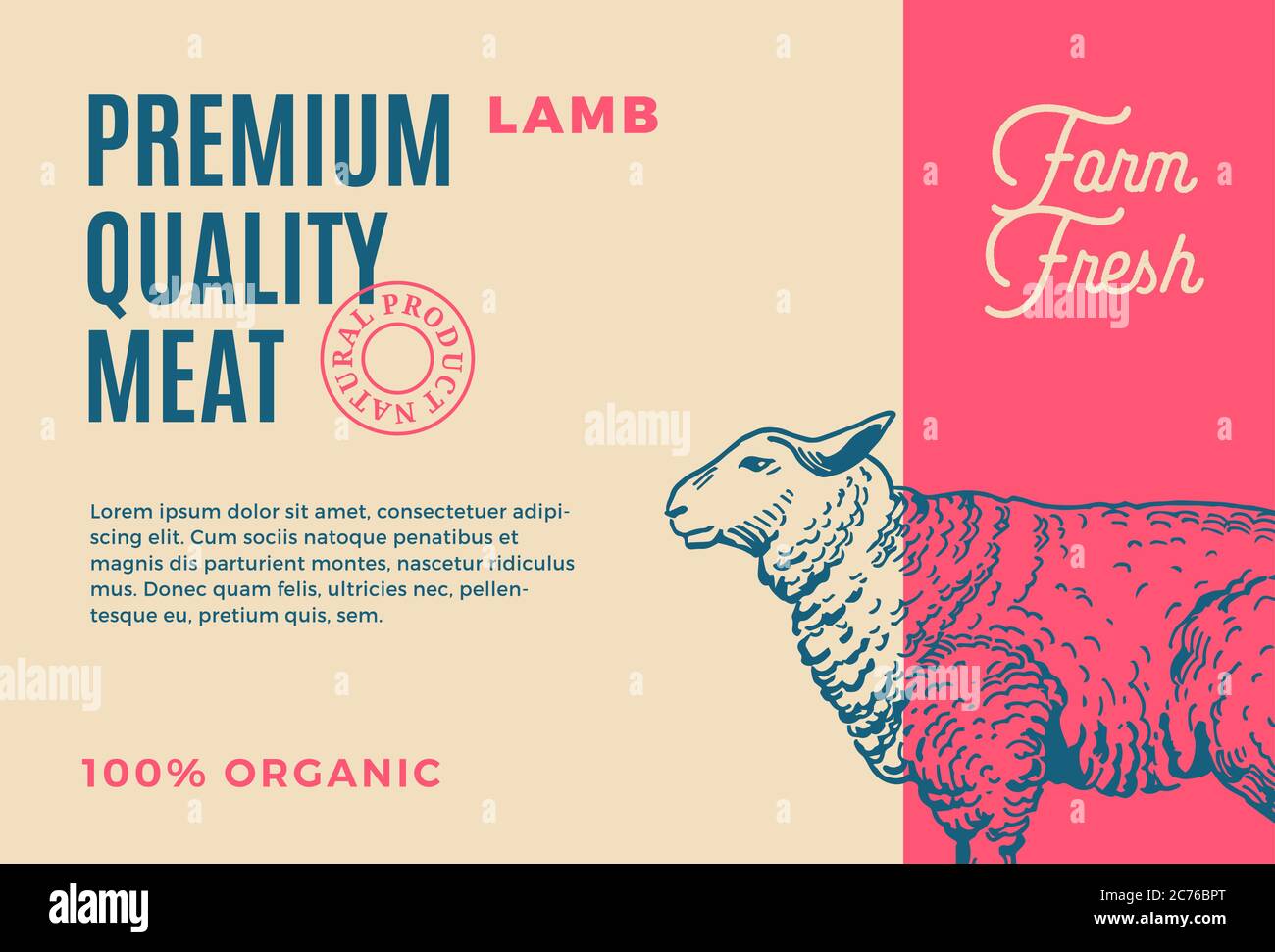 Premium Quality Lamb. Abstract Vector Meat Packaging Design or Label ...