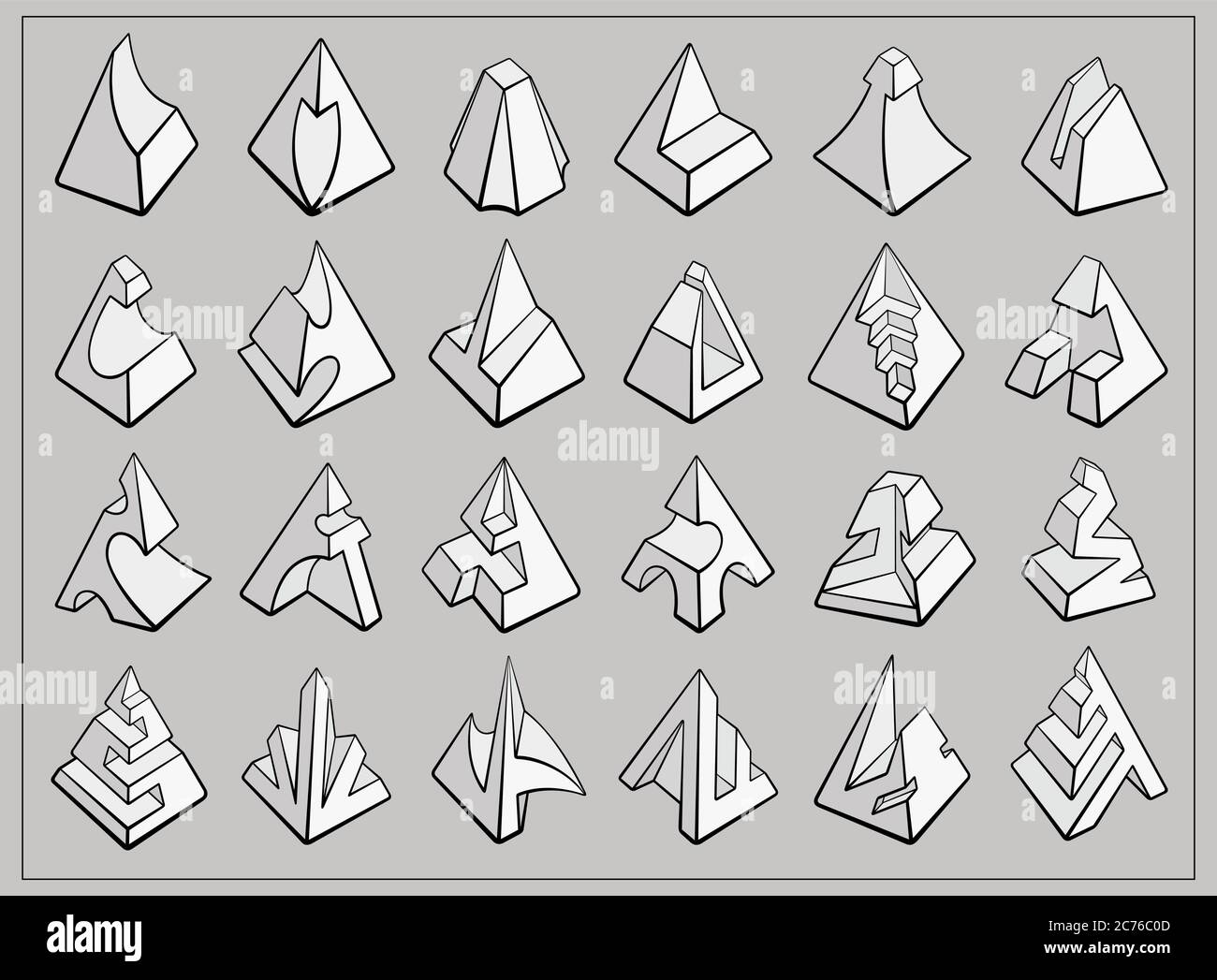 Set of 3D geometric shapes pyramid designs Stock Vector Image & Art - Alamy