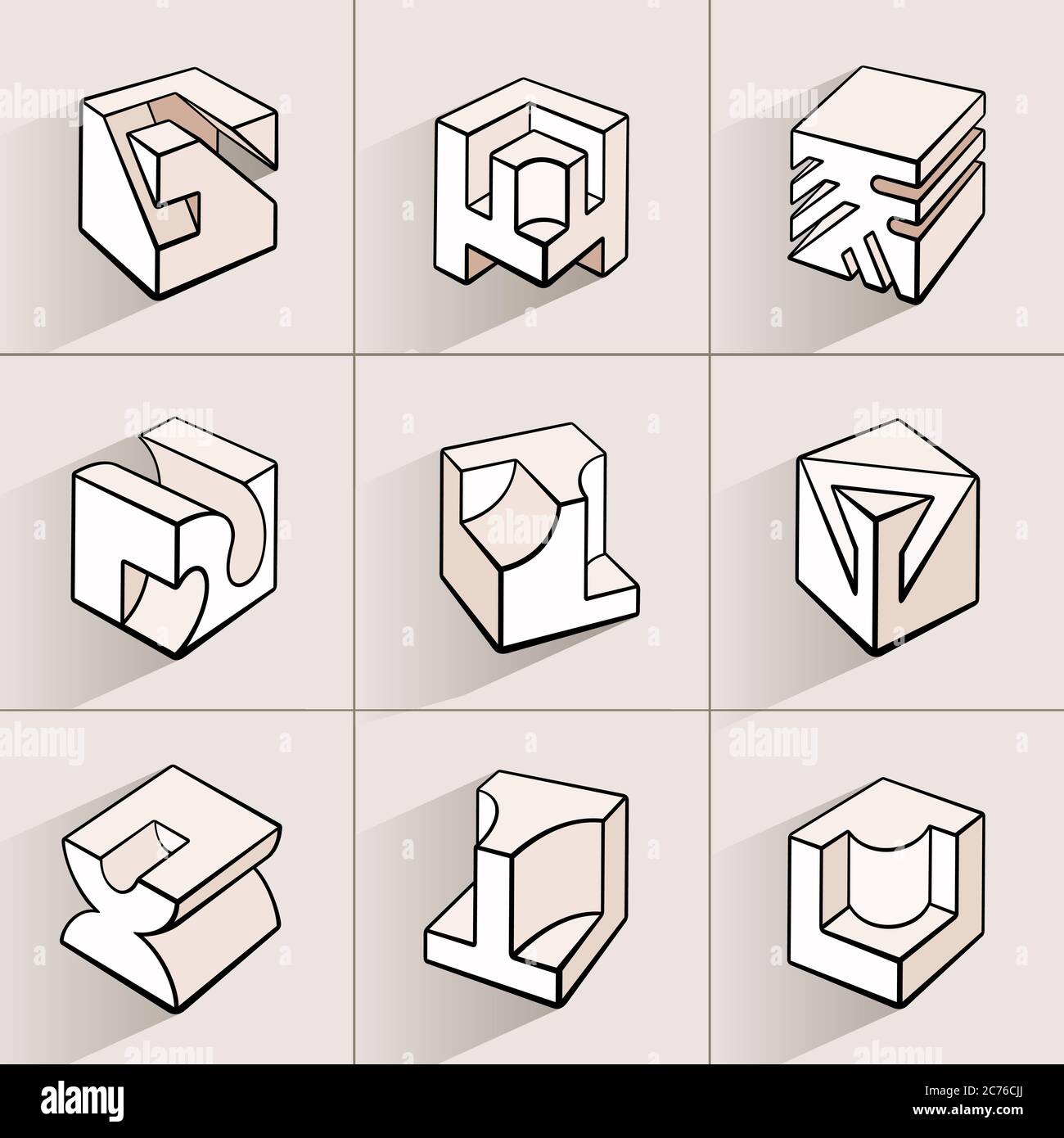 Set of 3D geometric shapes cube designs Stock Vector Image & Art - Alamy
