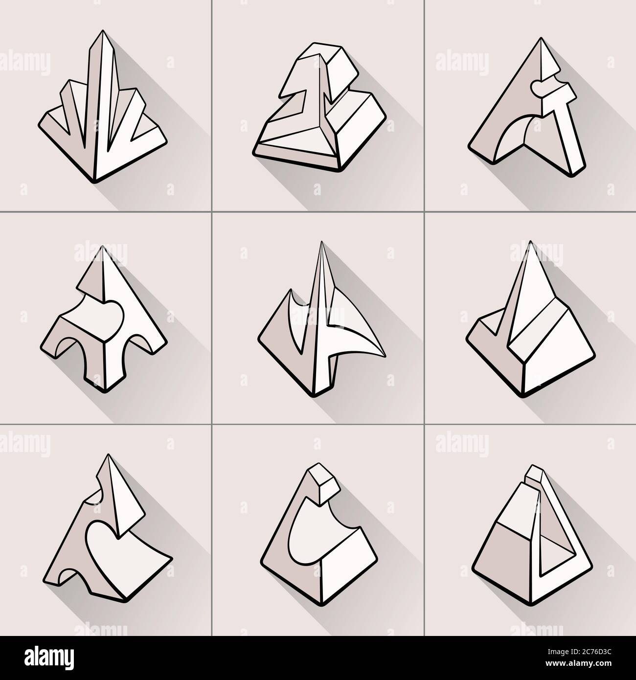 Set of 3D geometric shapes pyramid designs Stock Vector Image & Art - Alamy