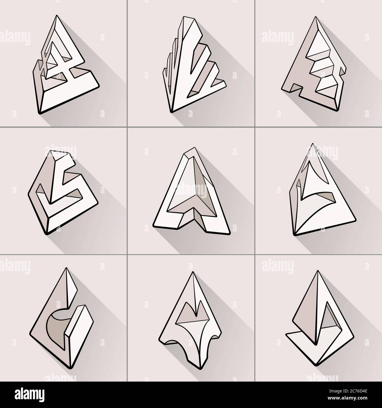 Set of 3D geometric shapes pyramid designs Stock Vector Image & Art - Alamy