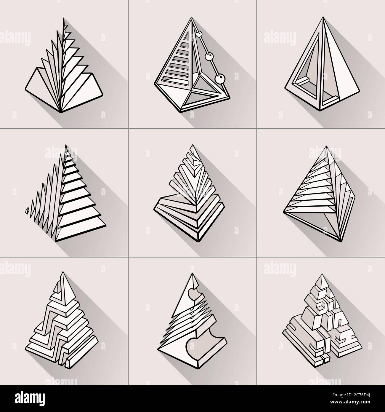 Set of 3D geometric shapes pyramid designs Stock Vector Image & Art - Alamy