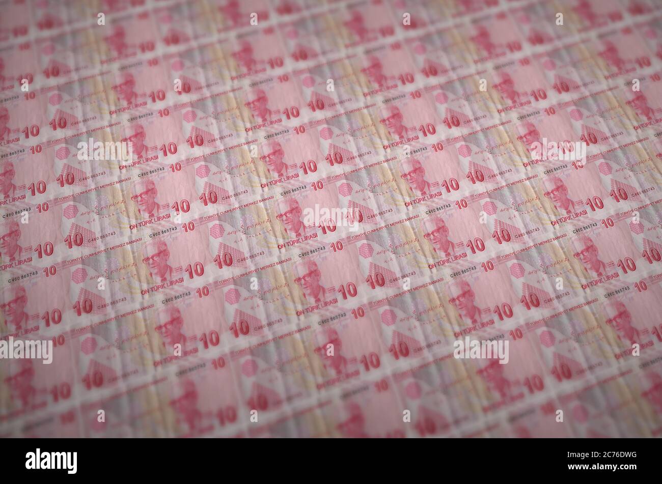 10 Turkish liras bills printed in illegal money production conveyor ...