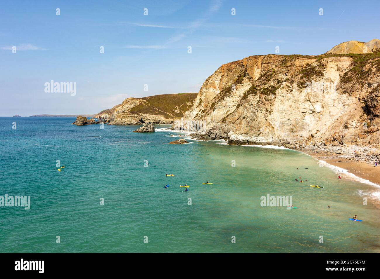 Trevaunance Cove and Trevellas Porth, St Agnes, north Cornwall, UK ...
