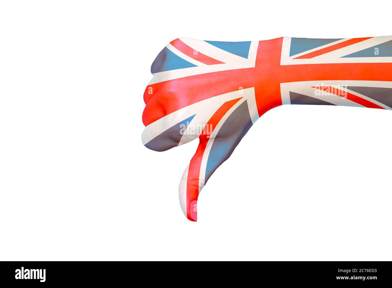 UK flag showing thumb down on white isolated background Stock Photo - Alamy