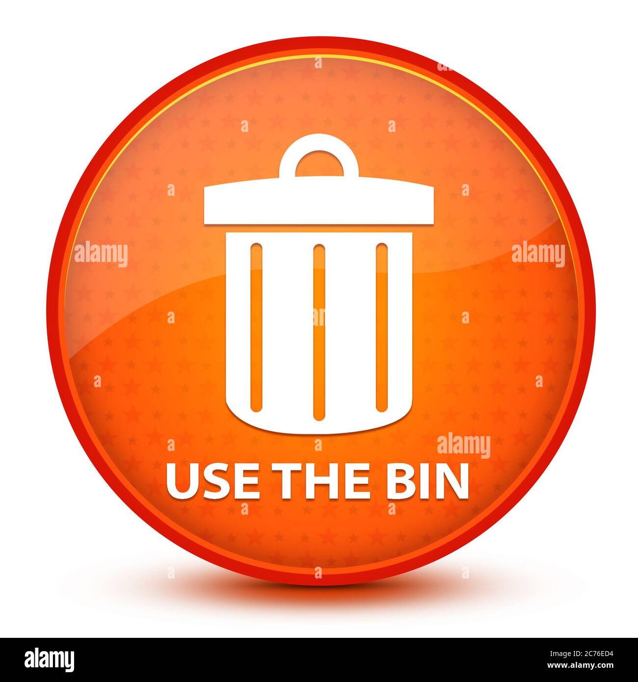Use the bin icon isolated on glossy star orange round button abstract ...
