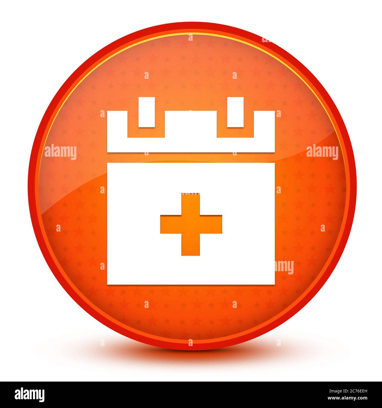 Add new schedule icon isolated on glossy star orange round button ...