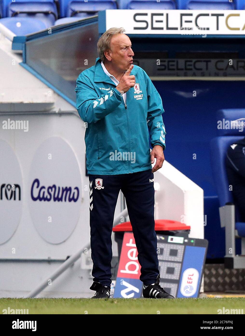 Middlesbrough manager Neil Warnock on the touchline during the Sky Bet ...