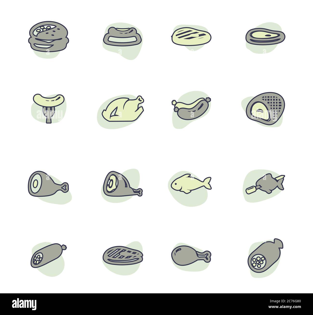 Meat and protein icons set Stock Vector Image & Art - Alamy
