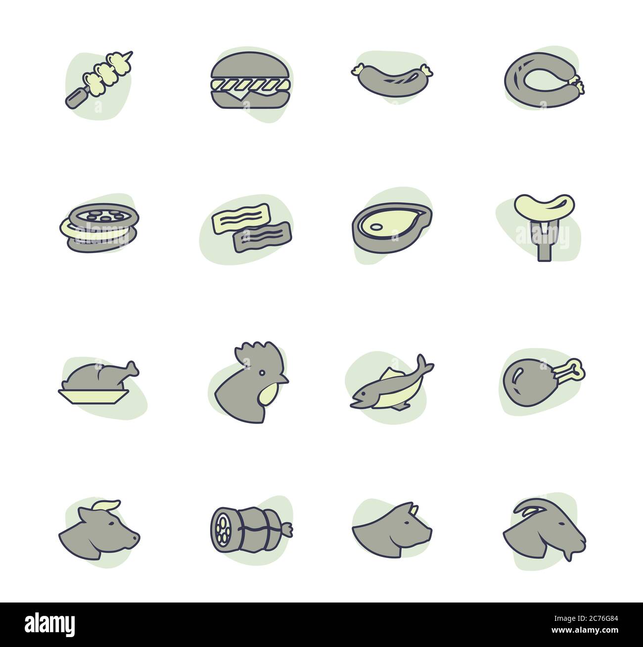 Meat and protein icons set Stock Vector Image & Art - Alamy