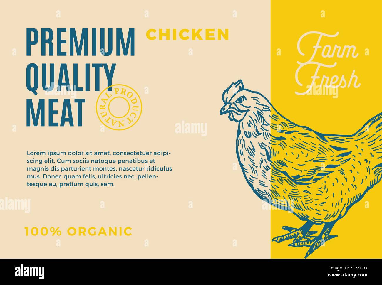 Premium Quality Chicken. Abstract Vector Meat Packaging Design or Label ...