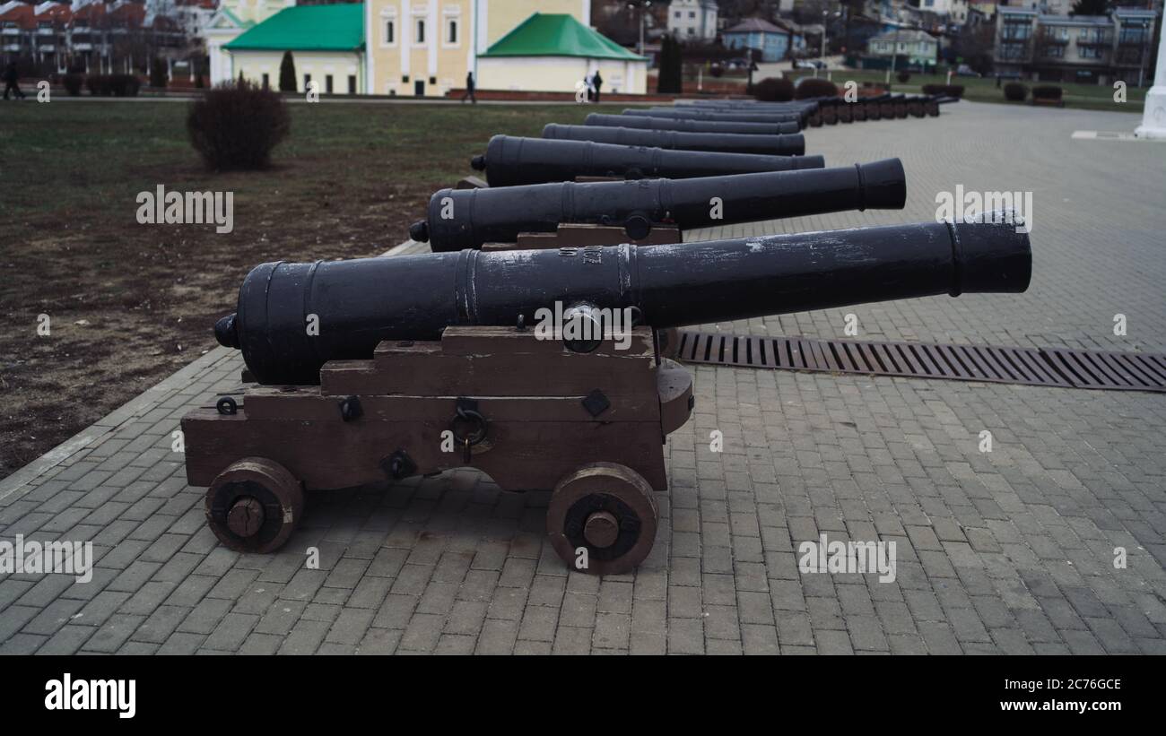 Medieval guns. Medieval artillery. The ancient cannon guns Stock Photo ...