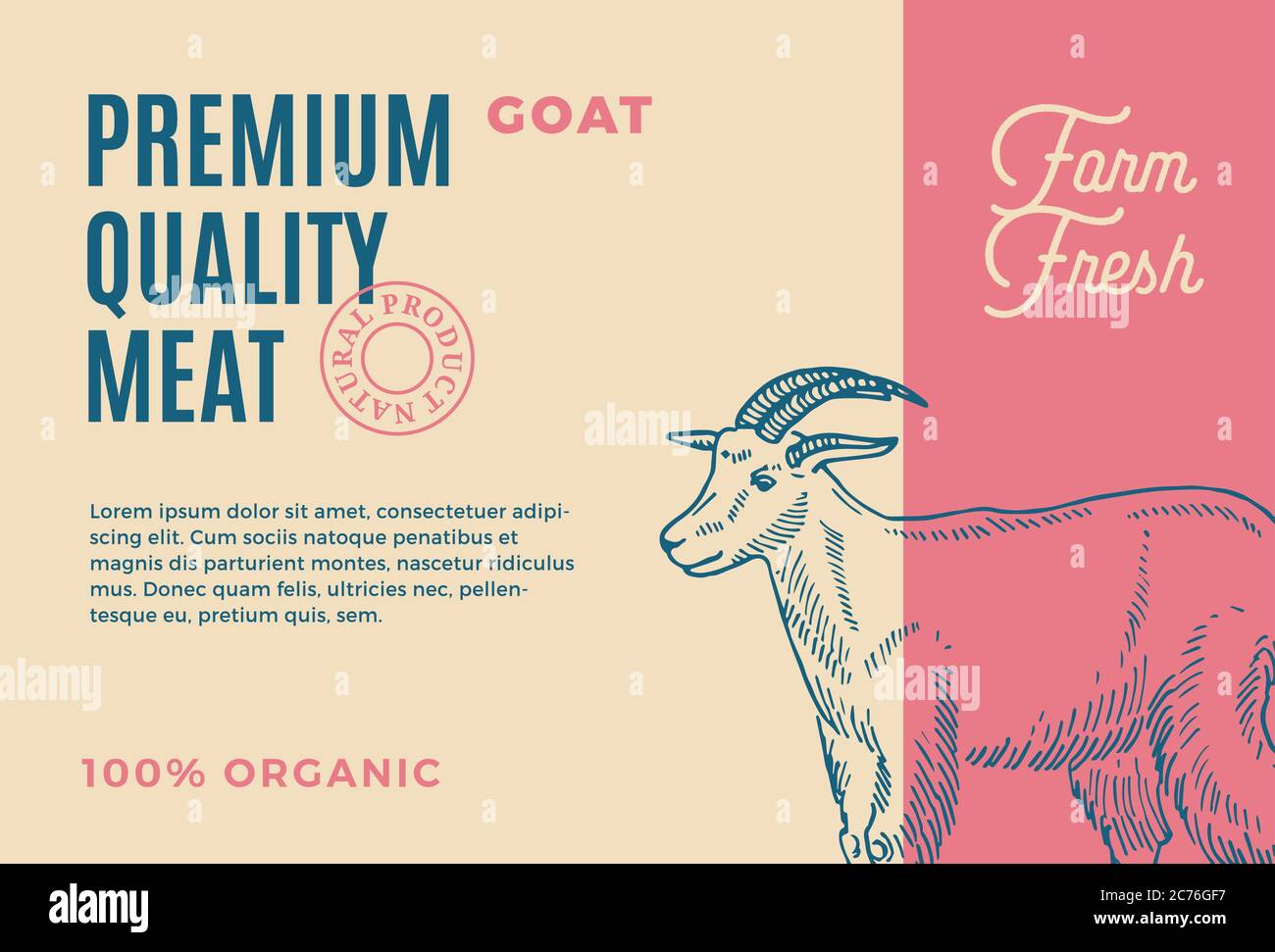 Premium Quality Goat. Abstract Vector Meat Packaging Design or Label ...