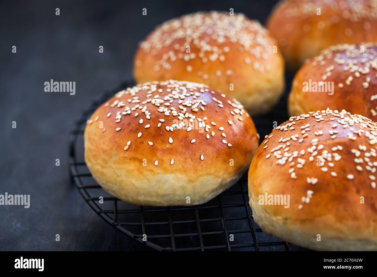 Fresh homemade burger buns Stock Photo - Alamy
