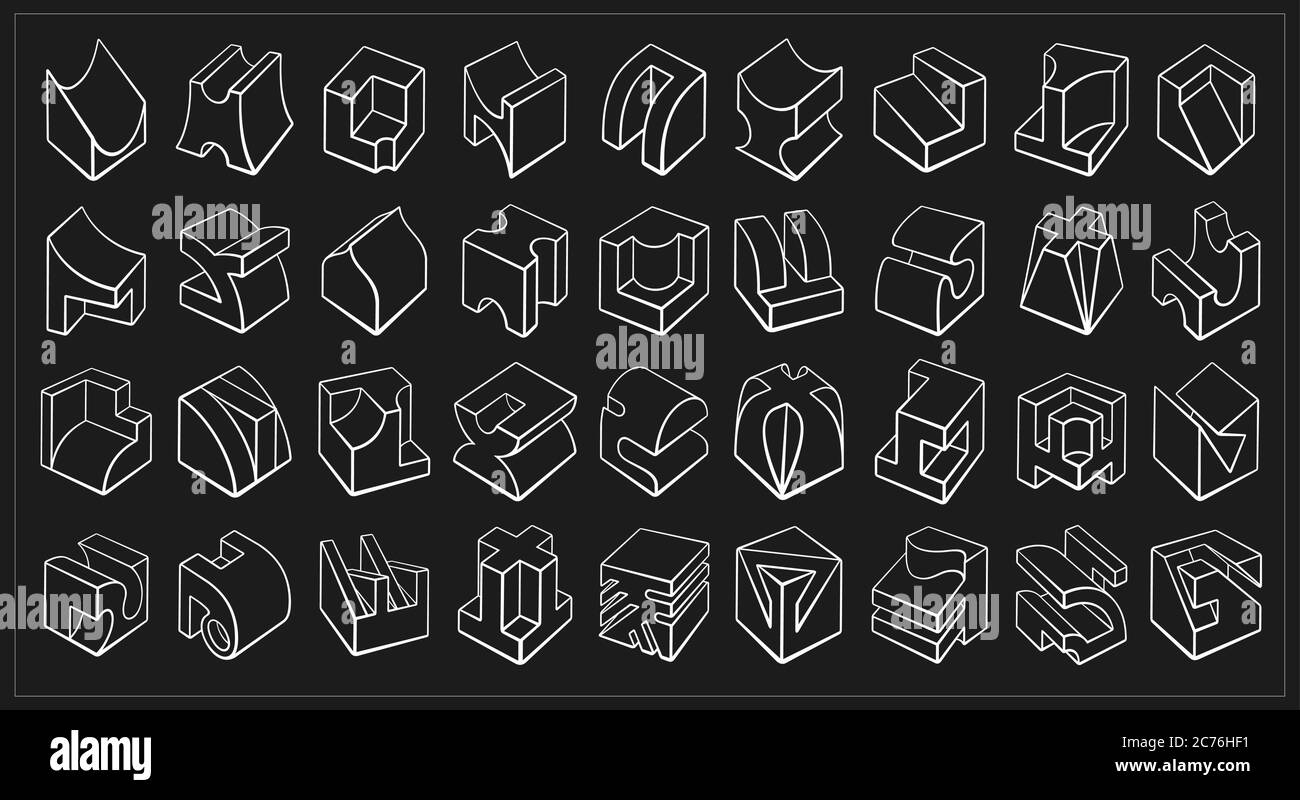 Set of 3D geometric shapes cube designs Stock Vector Image & Art - Alamy