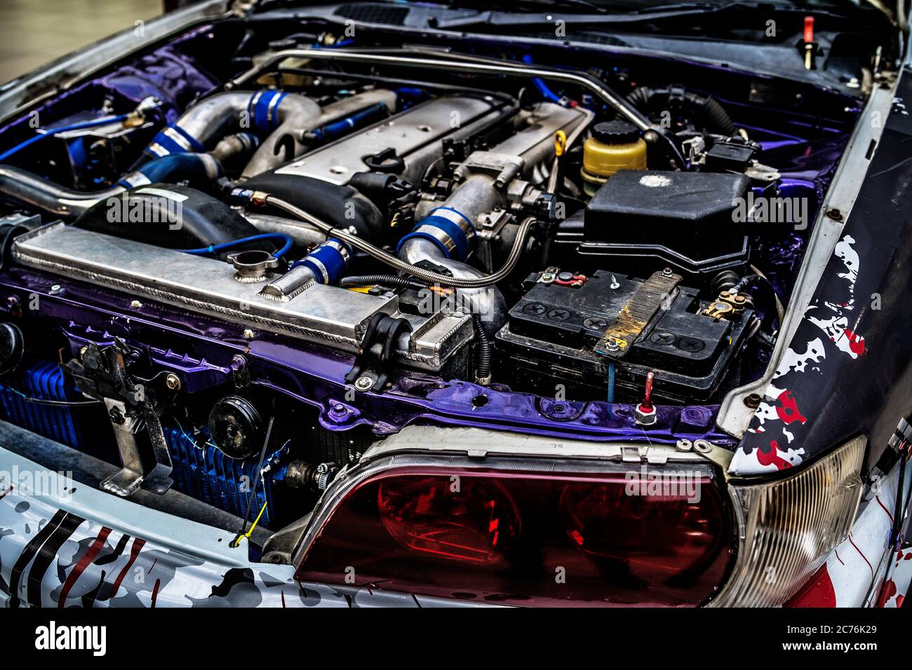 Engine of sport car close up. Modern and sporty look of beautiful ...