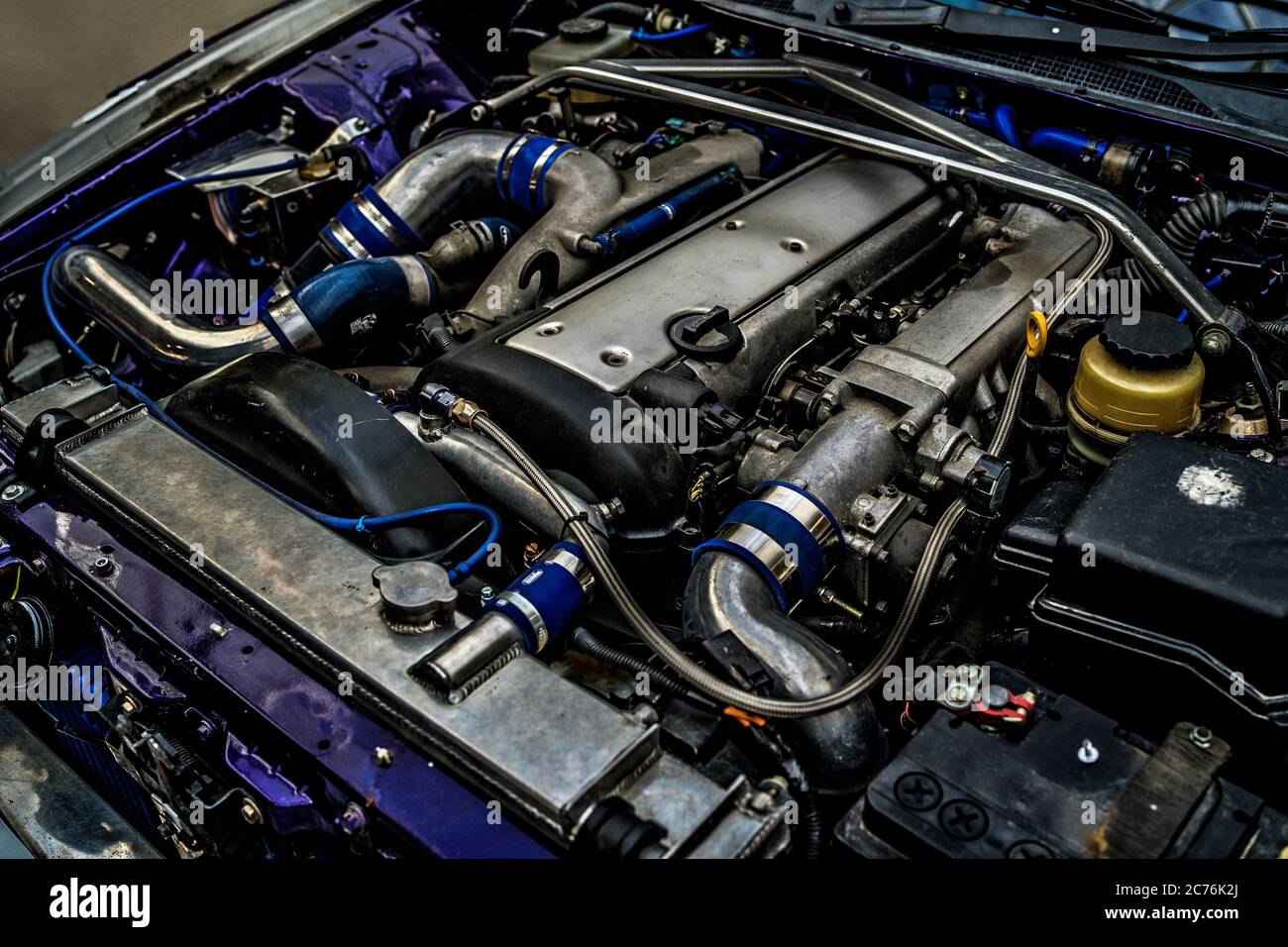 Engine of sport car close up. Modern and sporty look of beautiful ...
