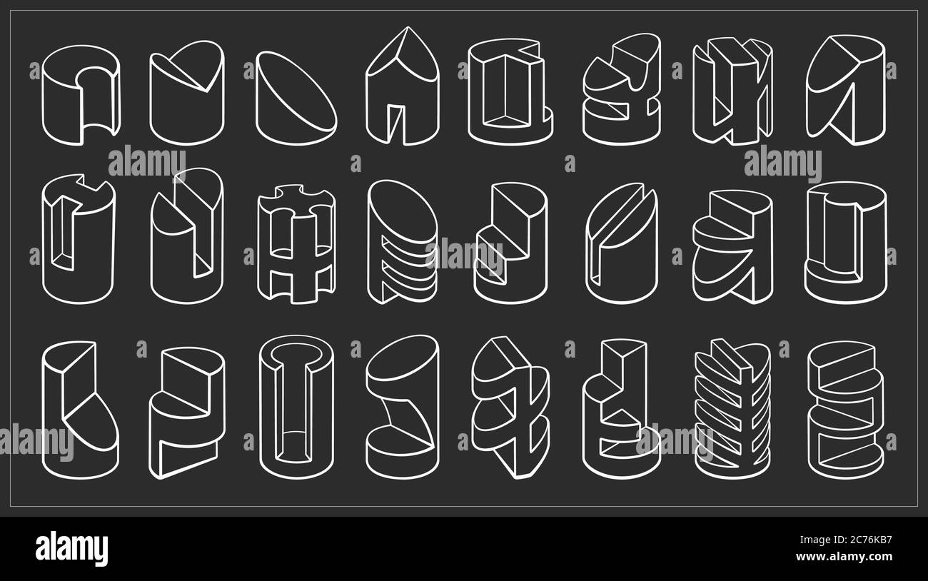 Set of 3D geometric shapes cylinder designs Stock Vector Image & Art ...