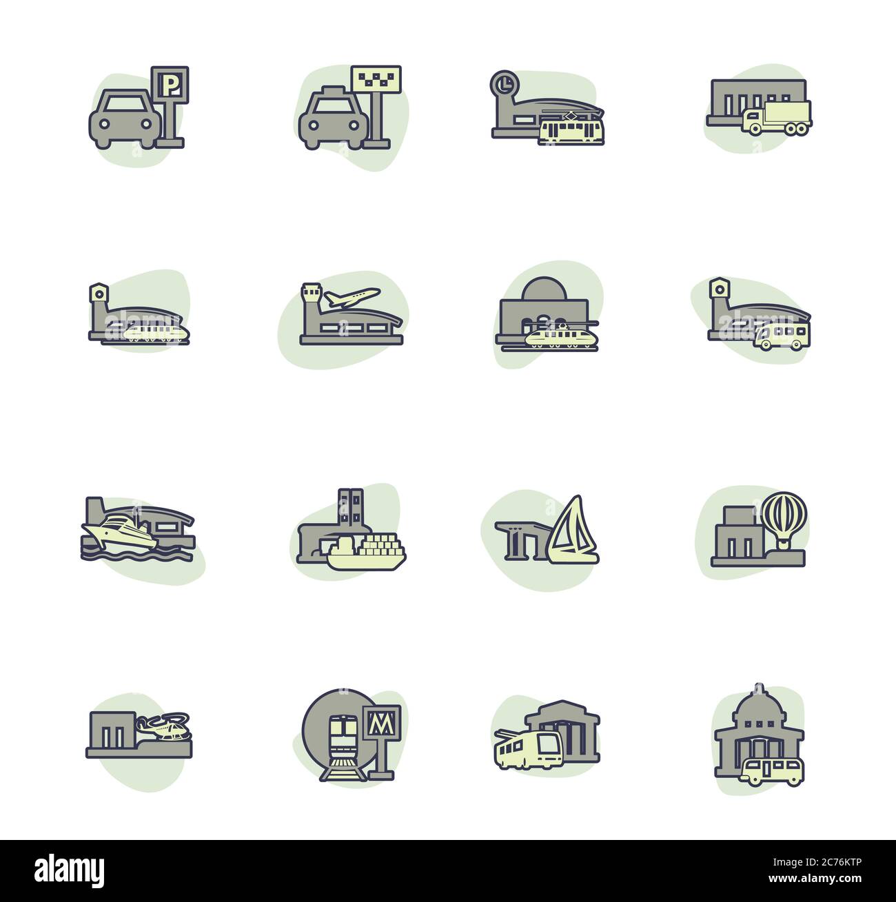 Stations of public transport icons set Stock Vector Image & Art - Alamy