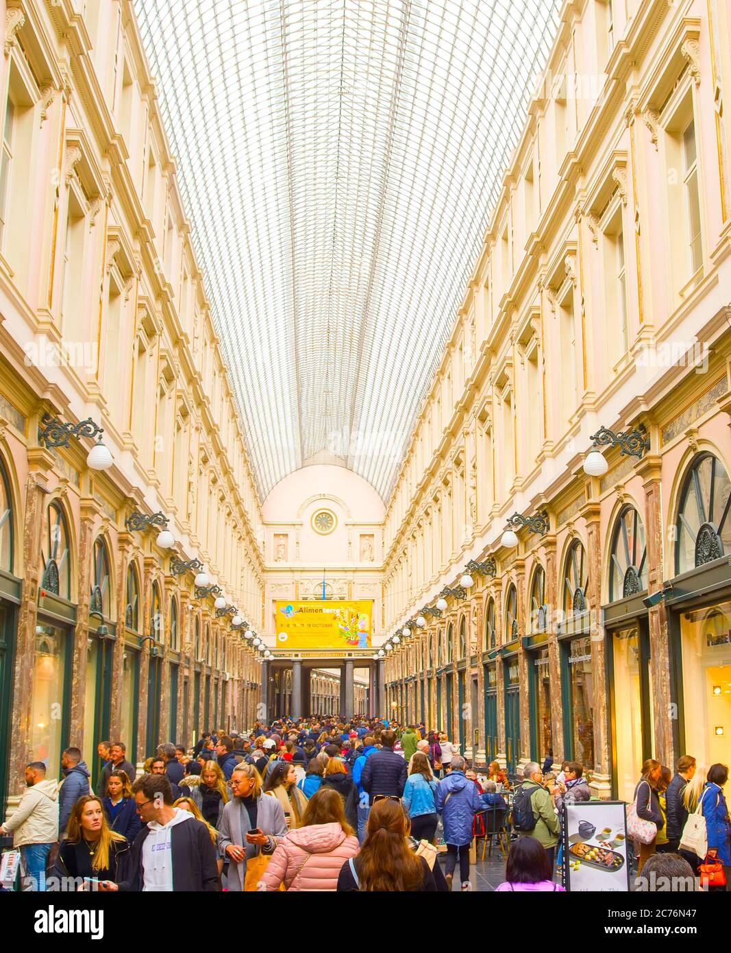 BRUSSELS, BELGIUM - OCTOBER 5, 2019: People at St. Hubert Galleries ...