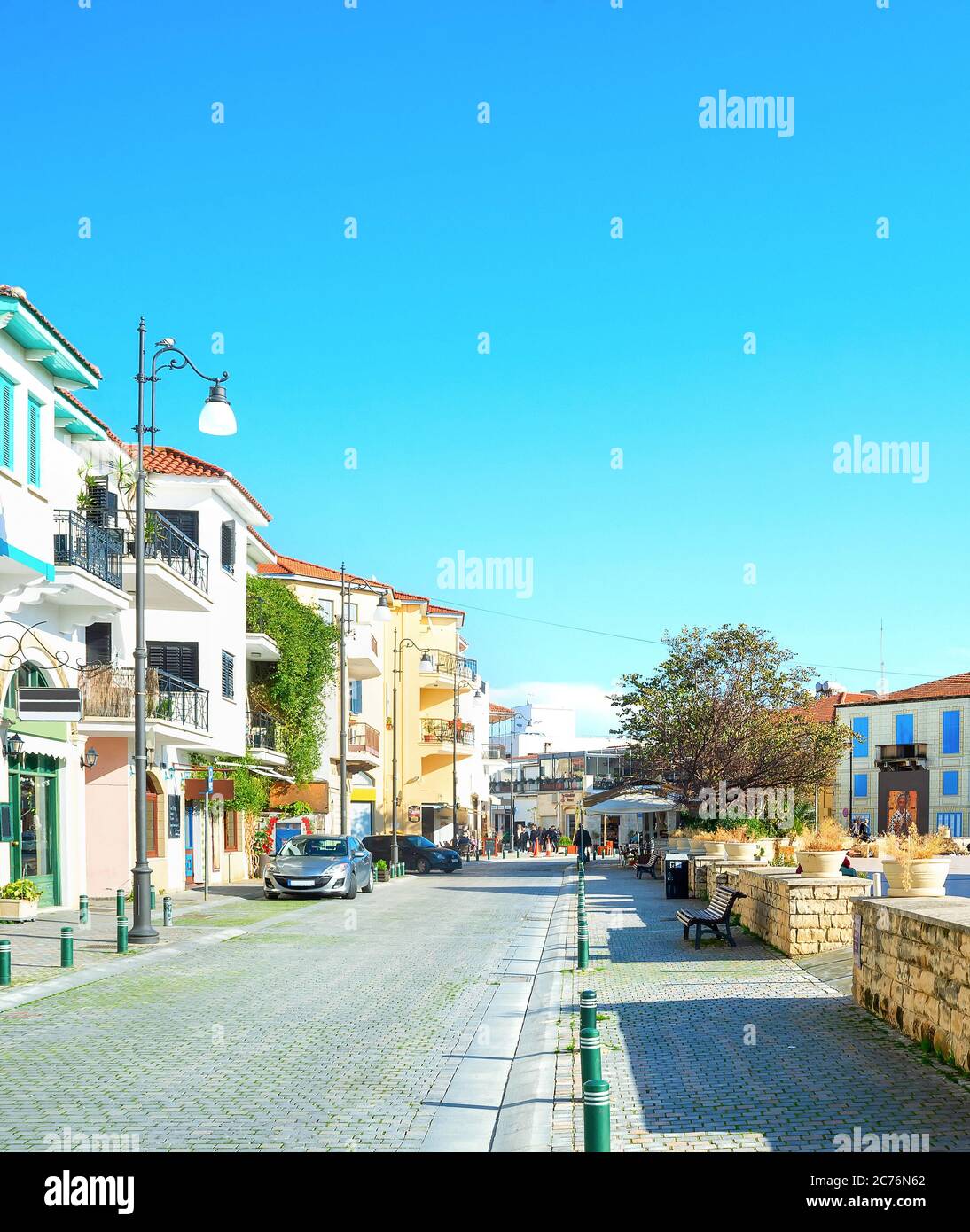 Touristic street in downtown of Larnaka, Cyprus Stock Photo - Alamy
