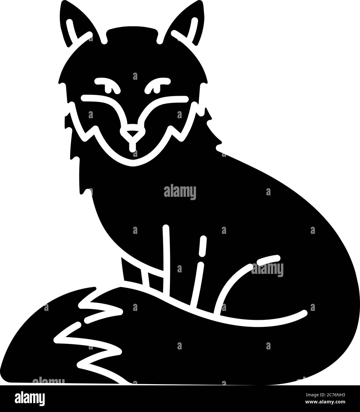 Fox black glyph icon. Cute animal with furry tail, common mammal ...